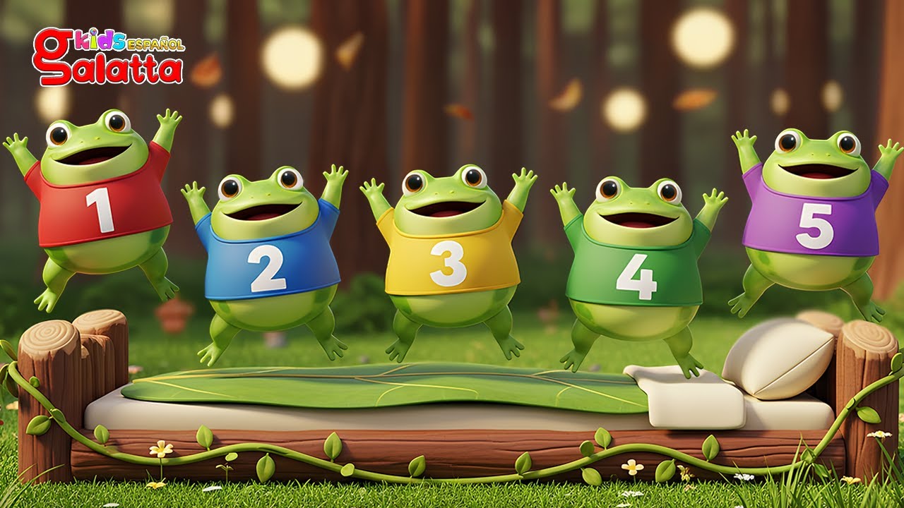 Cinco Pequeñas Ranas - Five Little Frogs Jumping on the Bed | Spanish ...