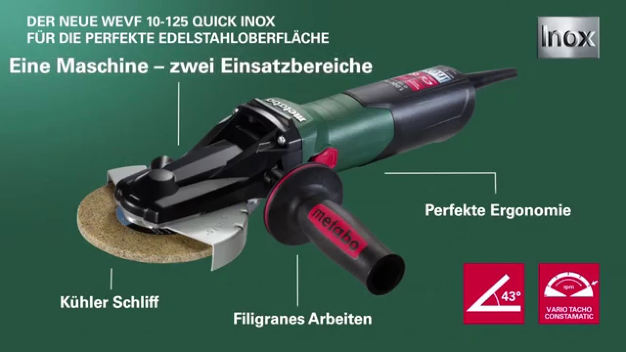 Metabo Inox Flachkopf-Winkelschleifer WEVF 10-125 Quick Inox (German ...