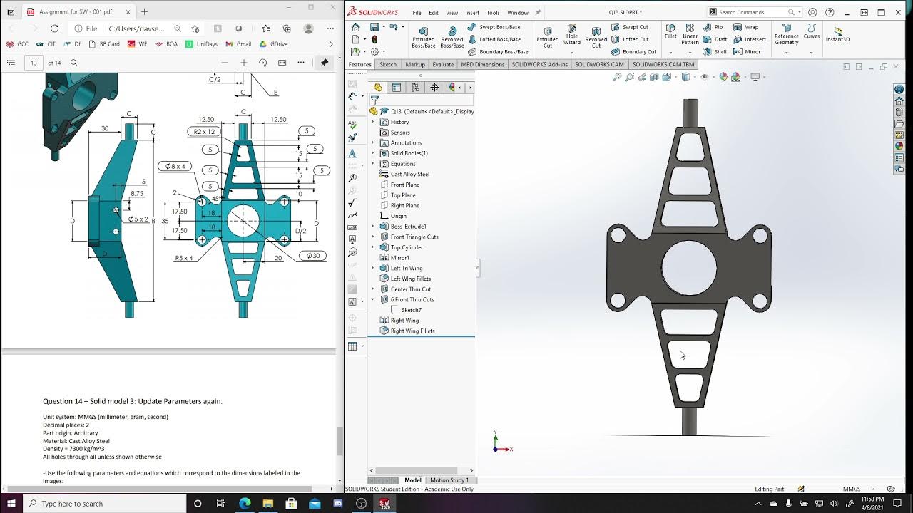 Sample SolidWorks CSWA Exam Question 14 - YouTube