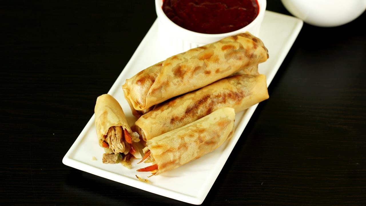 Chicken spring rolls recipe | Chicken snacks recipes - YouTube