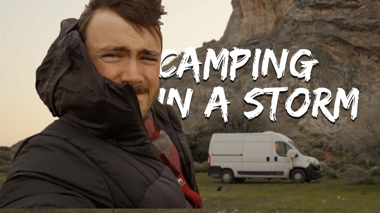 Wild camping in a coastal Storm - Van Life Greece - YouTube
