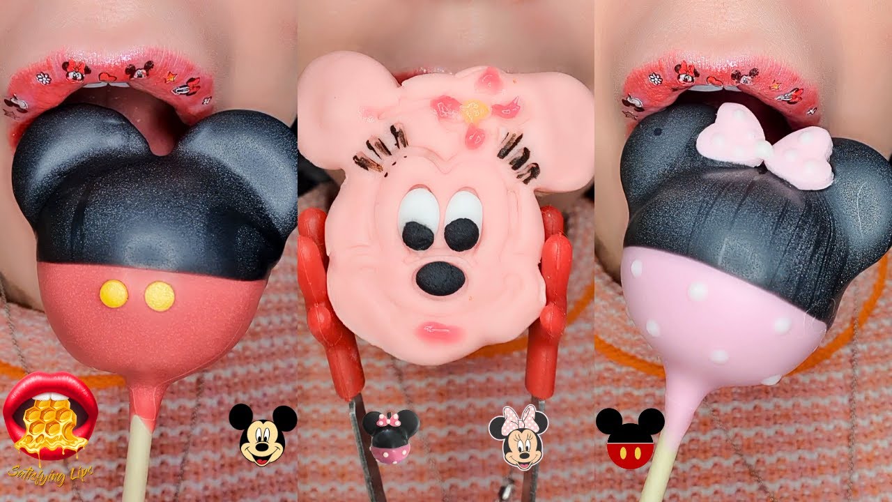 Satisfying ASMR Eating MICKEY AND MINNIE MOUSE Emoji Food Challenge ...