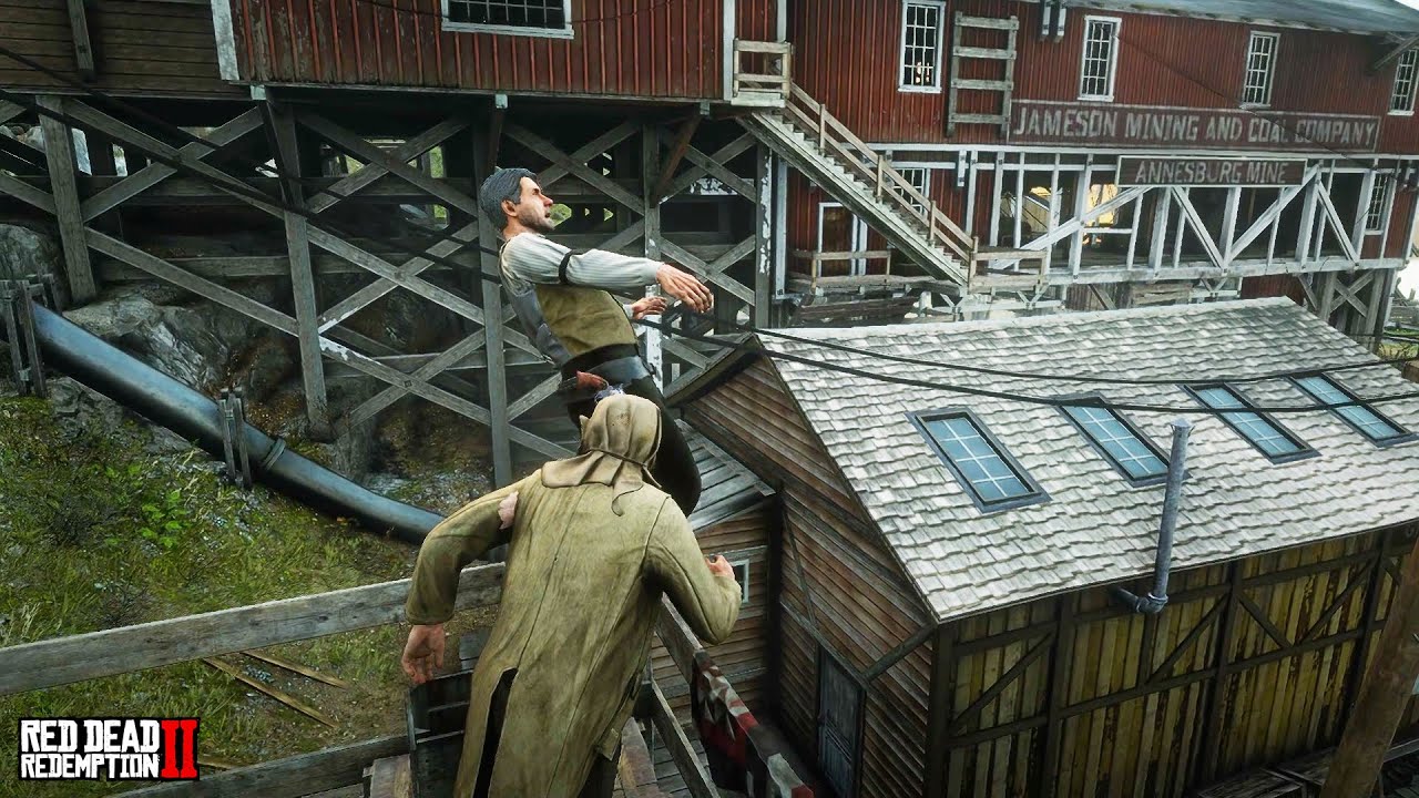 Arthur Pushes Sheriff Jones Off A Porch | RDR2 - YouTube