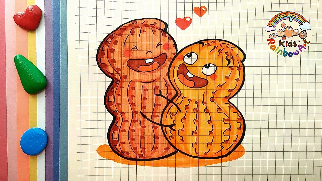 How to draw peanut couple in love|Cartoon sticker image design for ...