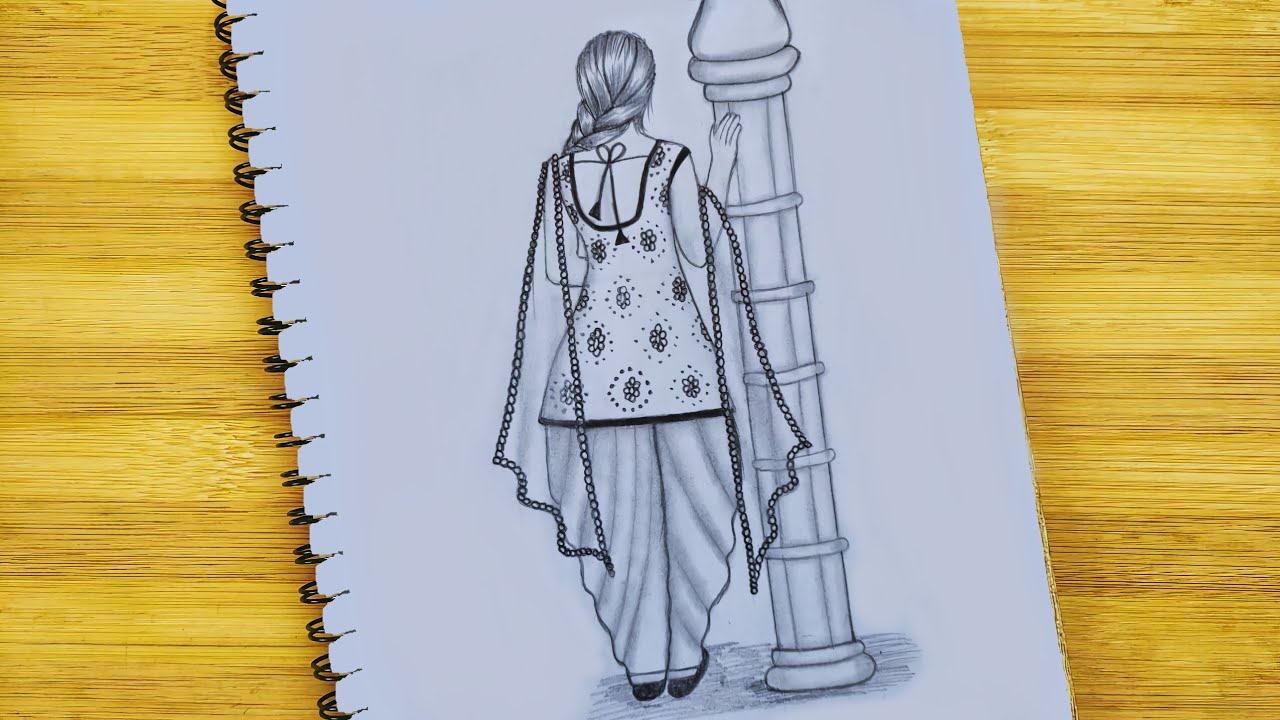 How to Draw a Girl in Traditional Dress ll Traditional Drawing ll ...