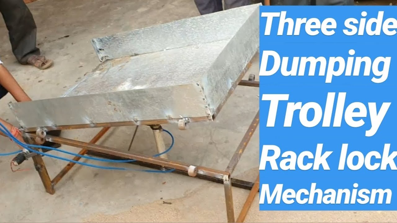 THREE SIDE DUMPING TROLLEY WITH RACK LOCK MECHANISM - YouTube