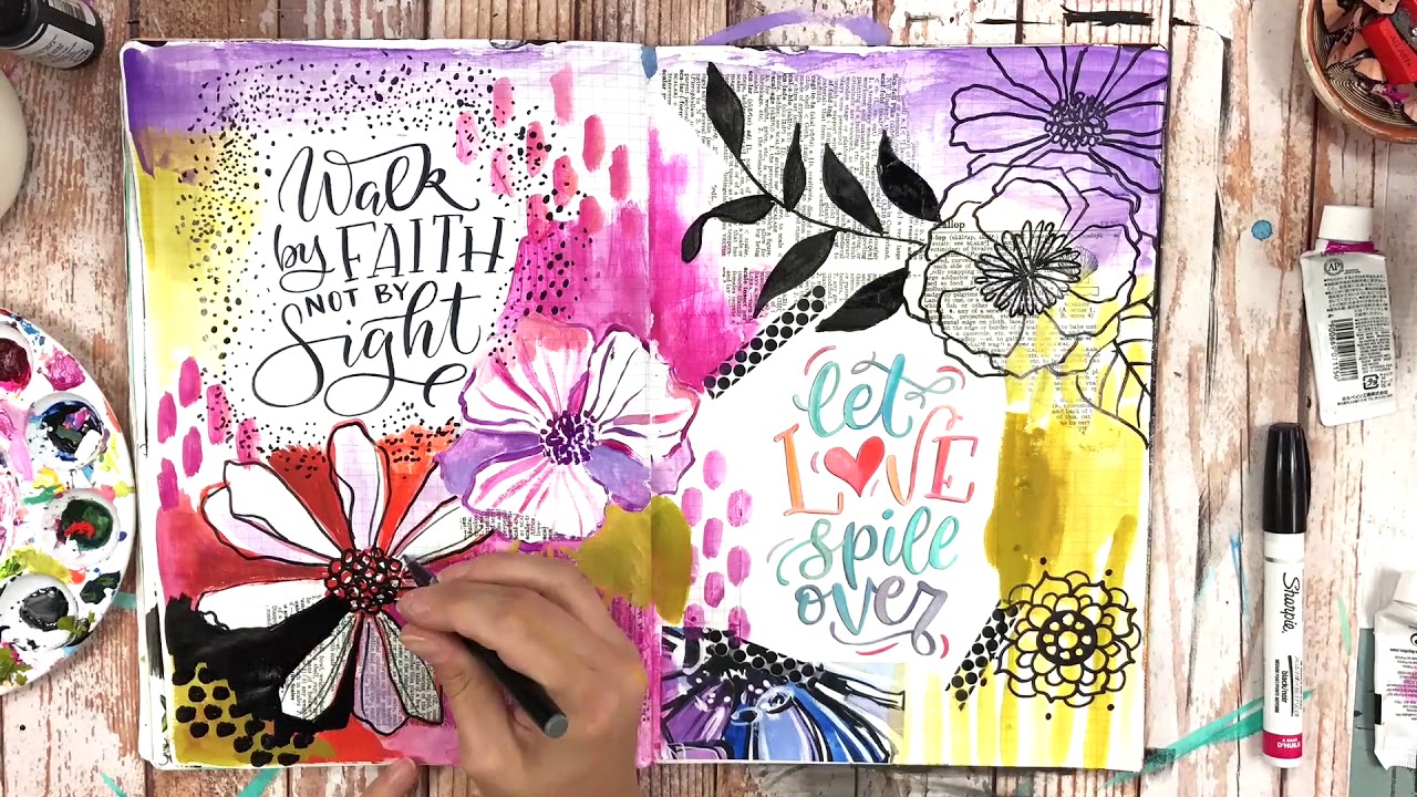 New Floral, Hand-Lettering Art Journal Skectchbook - YouTube