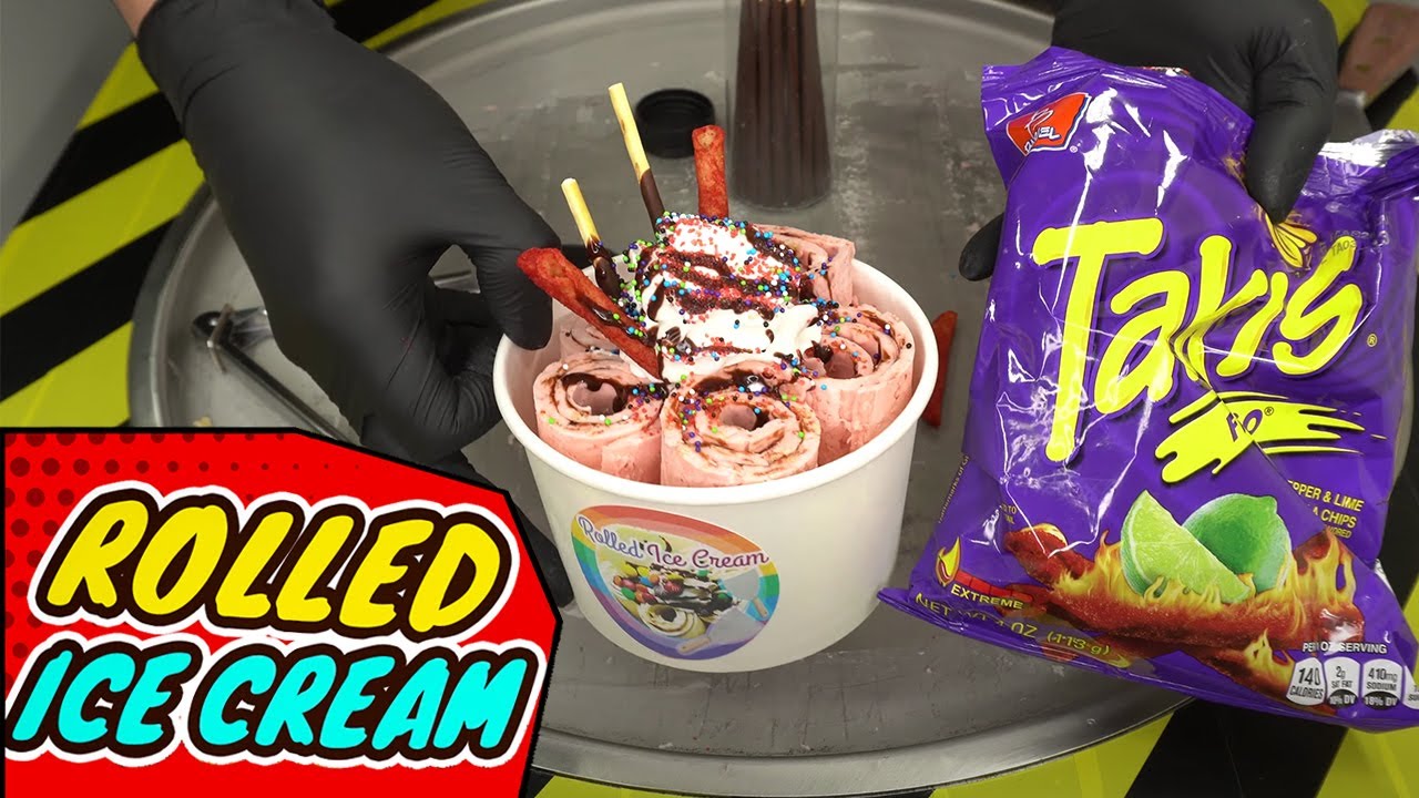 Takis Ice cream rolls | Hot Takis Rolled ice cream | Asmr Takis Fuego ...