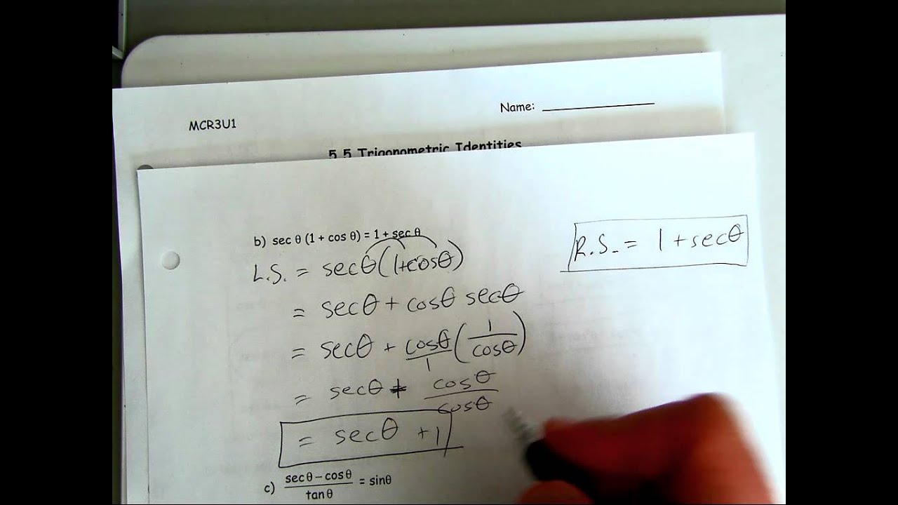MCR3U1: 5.5 Trigonometric Identities (Part 1 of 2) - YouTube