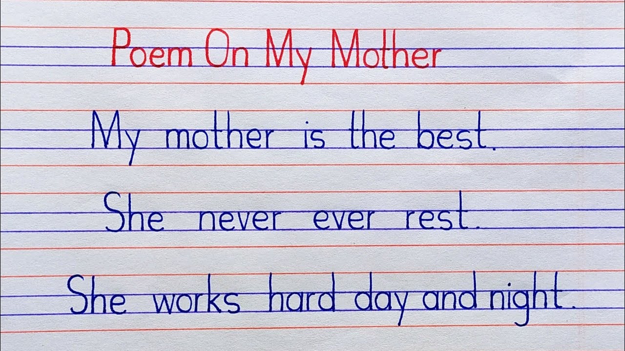 Poem on my Mother | 10 Lines poem on my Mother | Poem on my Mother in ...