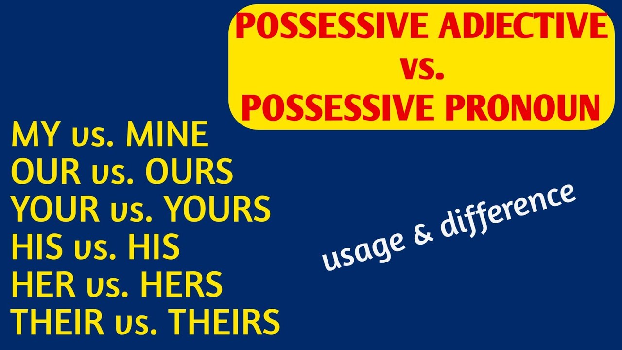 POSSESSIVE ADJECTIVE VS POSSESSIVE PRONOUN in English - YouTube