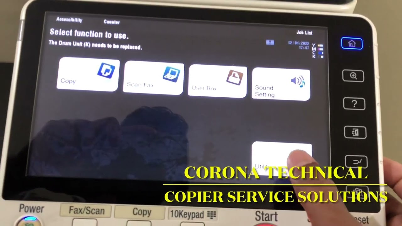 how to change language in Konica Minolta copier - YouTube
