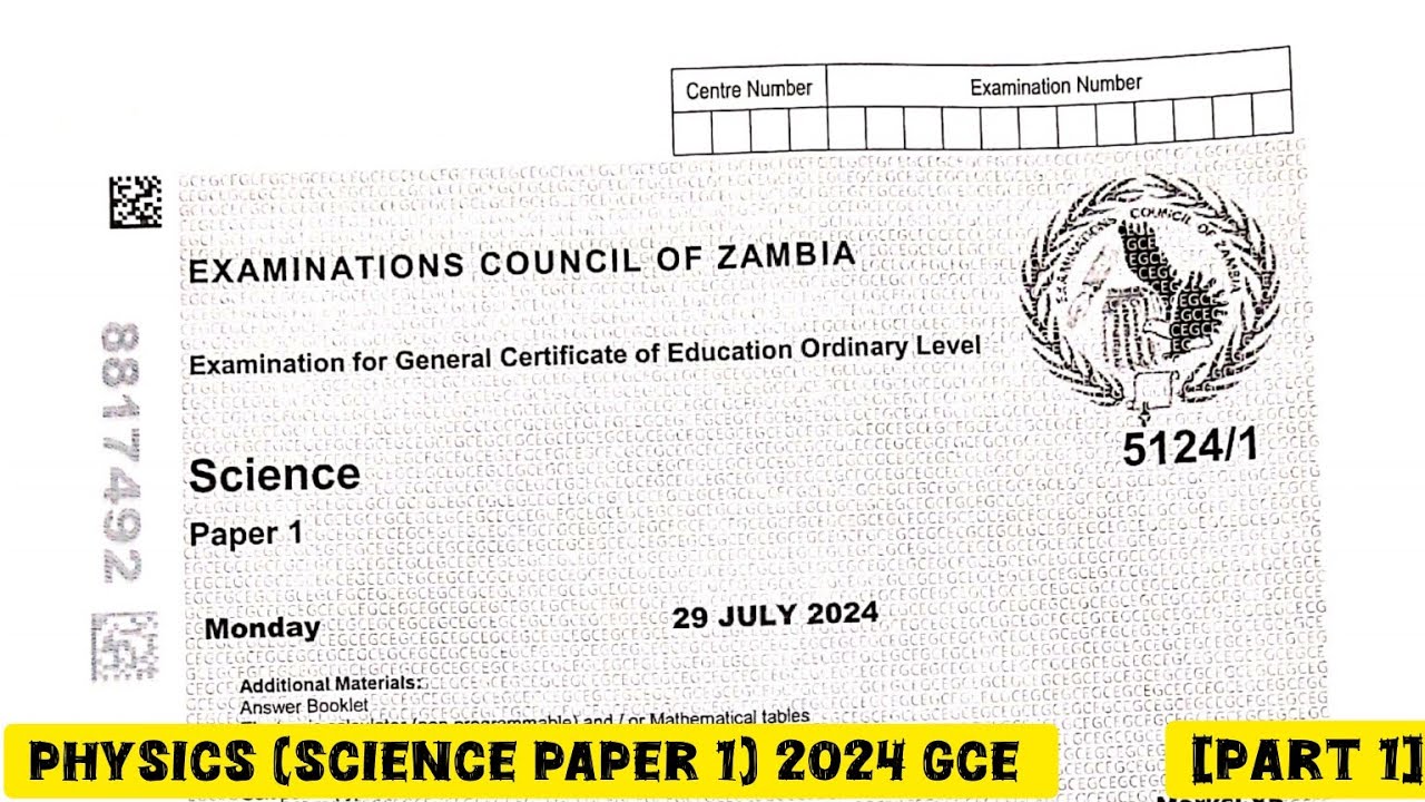 Physics (Science Paper 1) 2024 GCE Exam questions Fully Explained - YouTube