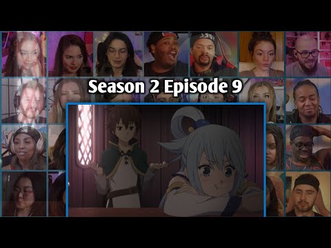 KONOSUBA SEASON 2 - EPISODE 9 REACTION MASHUP - A GODDESS FOR THIS CORRUPT HOT SPRINGS TOWN