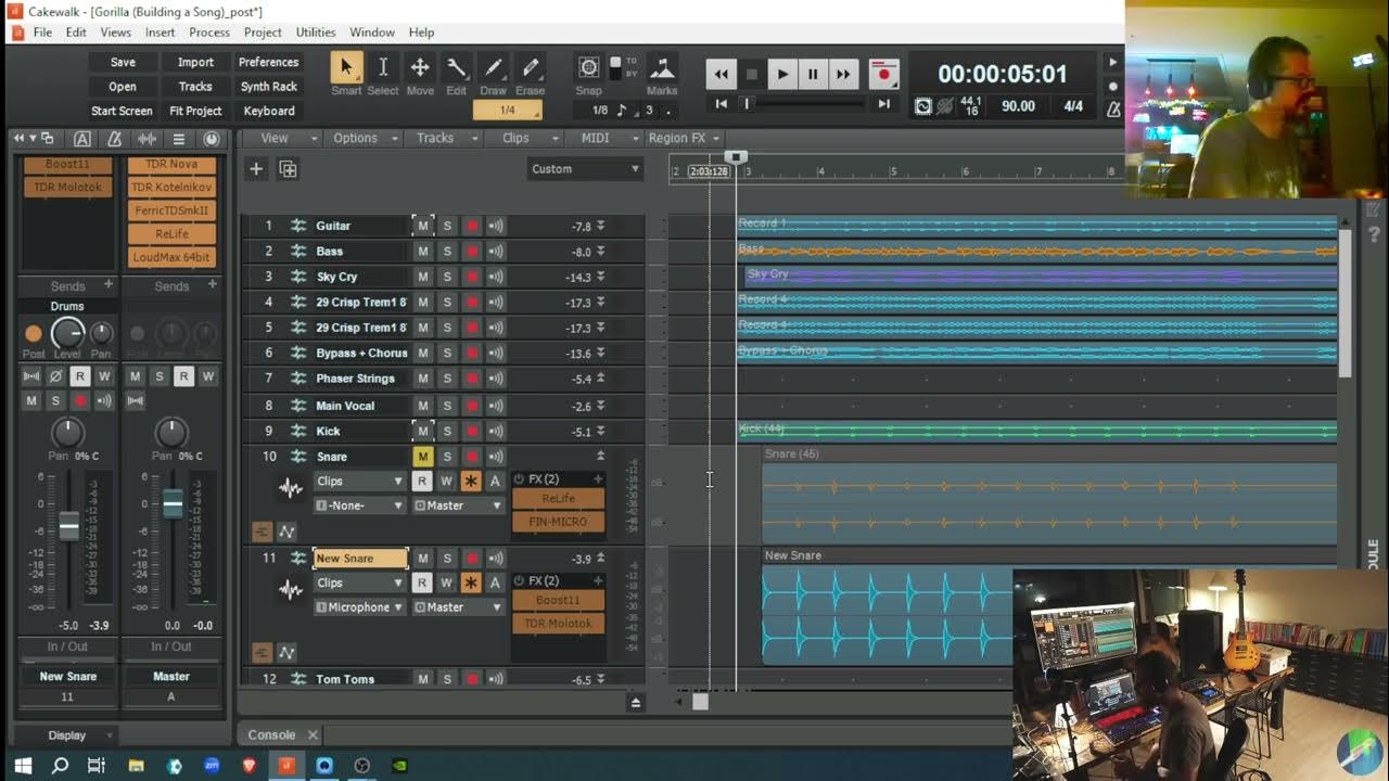 AAE: Building a Song in Cakewalk: Voltage Reg Snare & Phaser Strings - YouTube