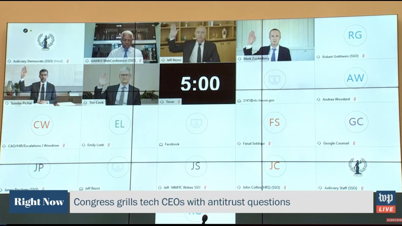 Wed 07/29 – Big Tech CEO’s Testimony Before Congress - YouTube