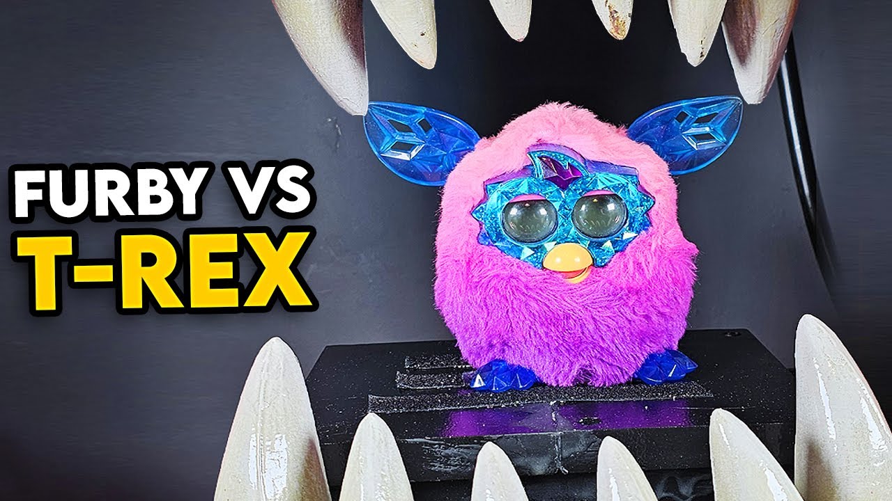 Crushing A Furby Toy With Hydraulic Press T-Rex Teeth - YouTube