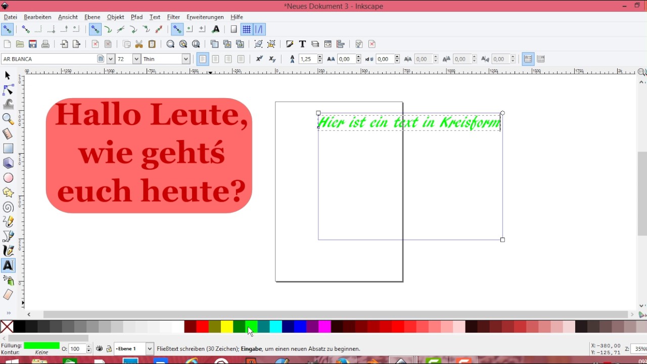 inkscape Text ändern inkscape Textfarbe ändern inkscape Text drehen inkscape Text in Form - YouTube