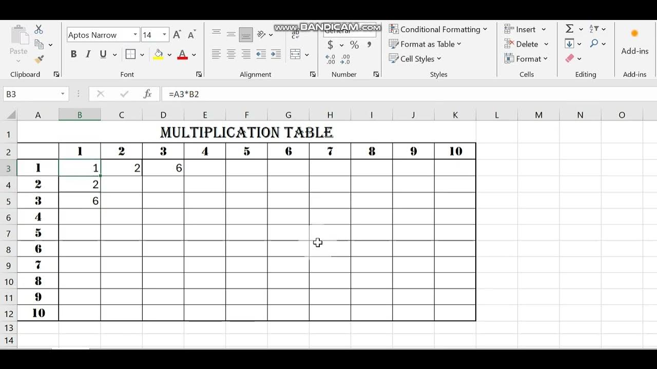Simplest way to Prepare Multiplication table in Excel - YouTube