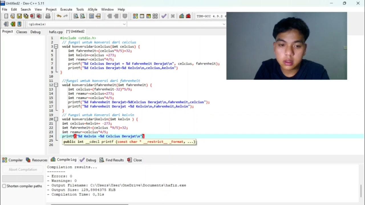 program konversi suhu c++ - YouTube