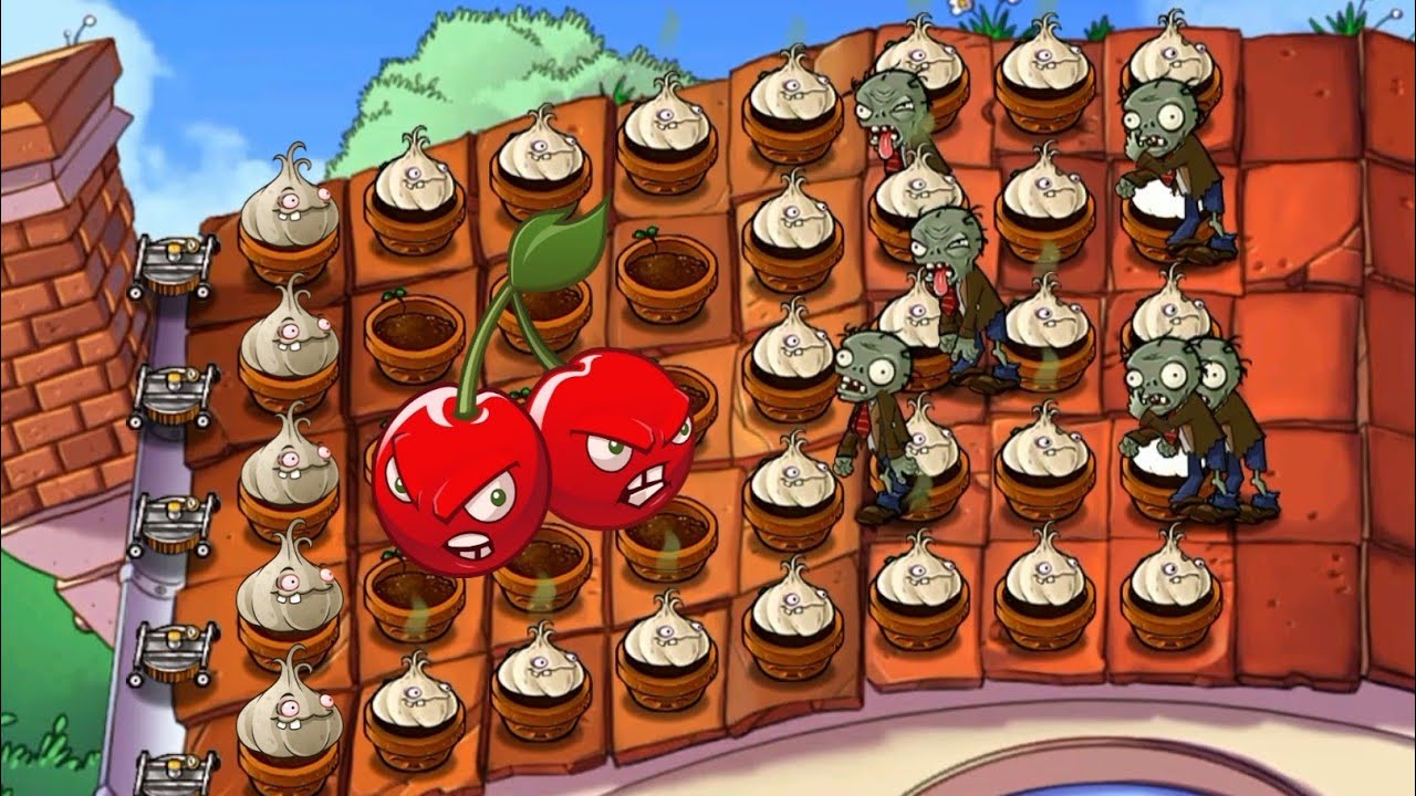 only garlic on the roof vs all zombie PvZ - YouTube