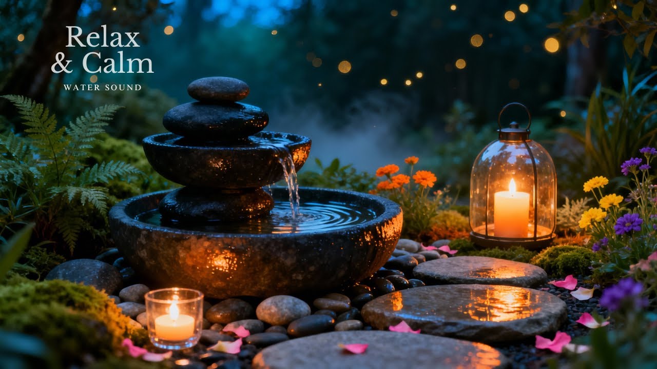 Relaxing Music for Healing + Rock Water Sounds 🌿 Insomnia Relief, Calm ...
