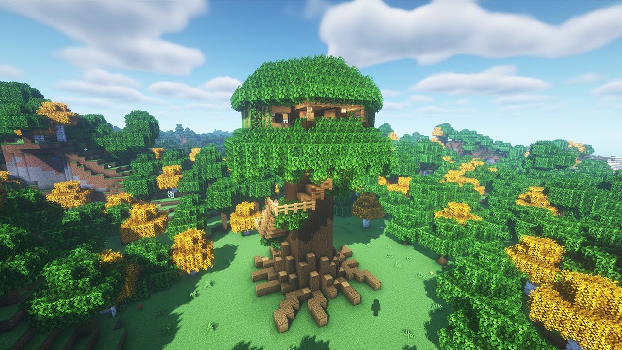 Minecraft | How to Build a Big Tree House - YouTube