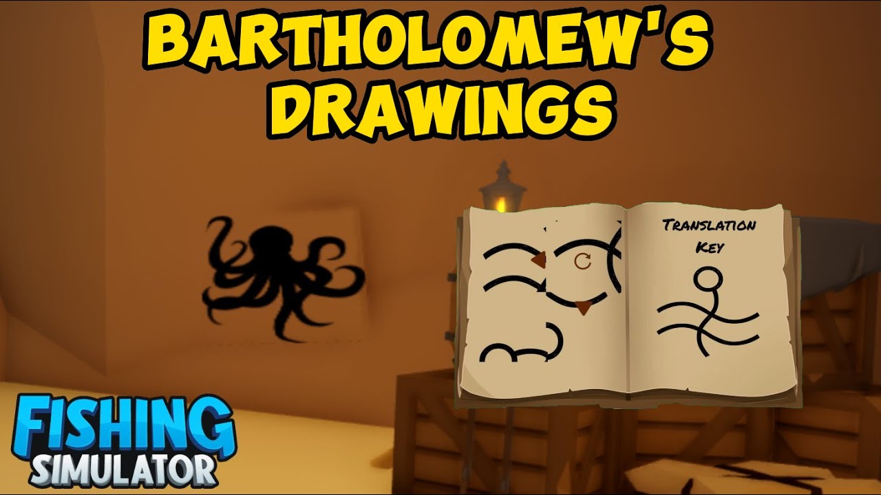 HOW TO DO THE BARTHOLOMEW’S DRAWINGS QUEST IN FISHING SIMULATOR??? 🐙🎣 ...