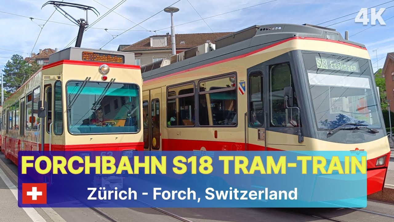 Forchbahn / S18 Zürich Forch, mixed tramway & train railway - YouTube