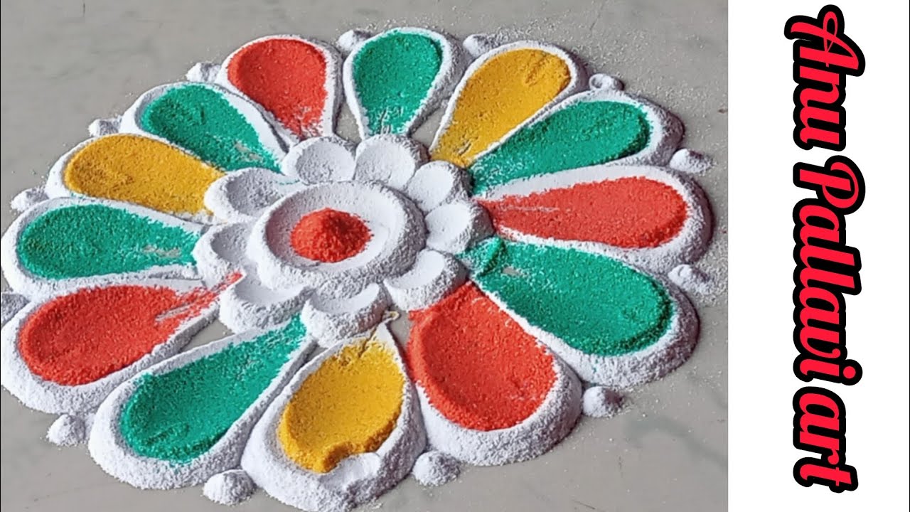 simple easy rangoli digains #anu pallavi art - YouTube