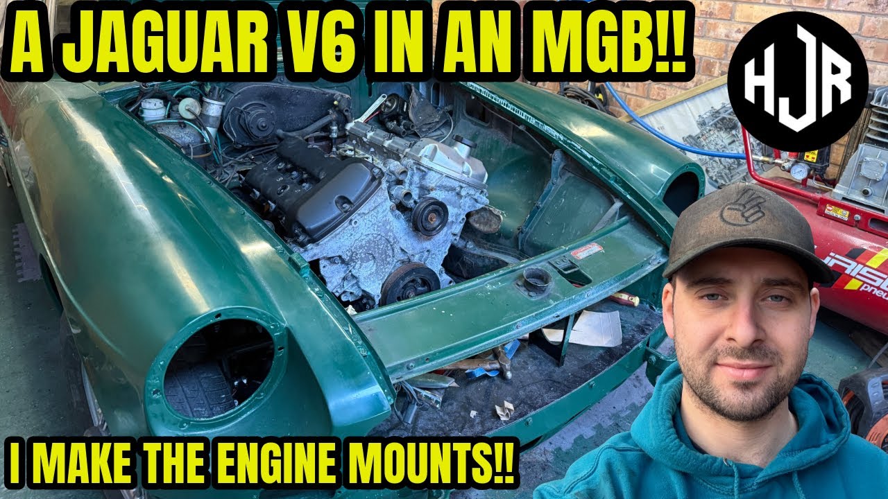JAGUAR V6 SWAP INTO MGB - CUSTOM ENGINE MOUNTS & INSTALL! - YouTube