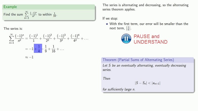 Alternating Series Estimation Theorem Review For Final