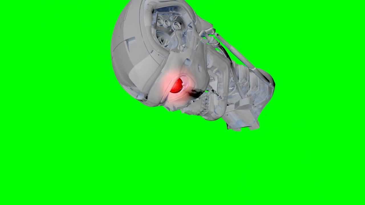 Terminator head T-800 3d model animation s01r01 green screen - YouTube