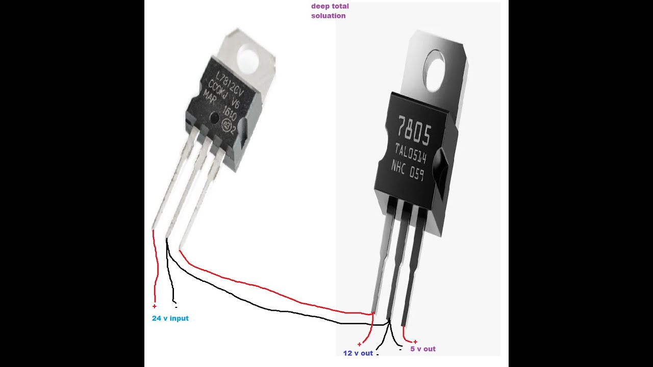 How to make a 24V to 12V and 12V to 5V Converter using 7812 IC and 7805 ...