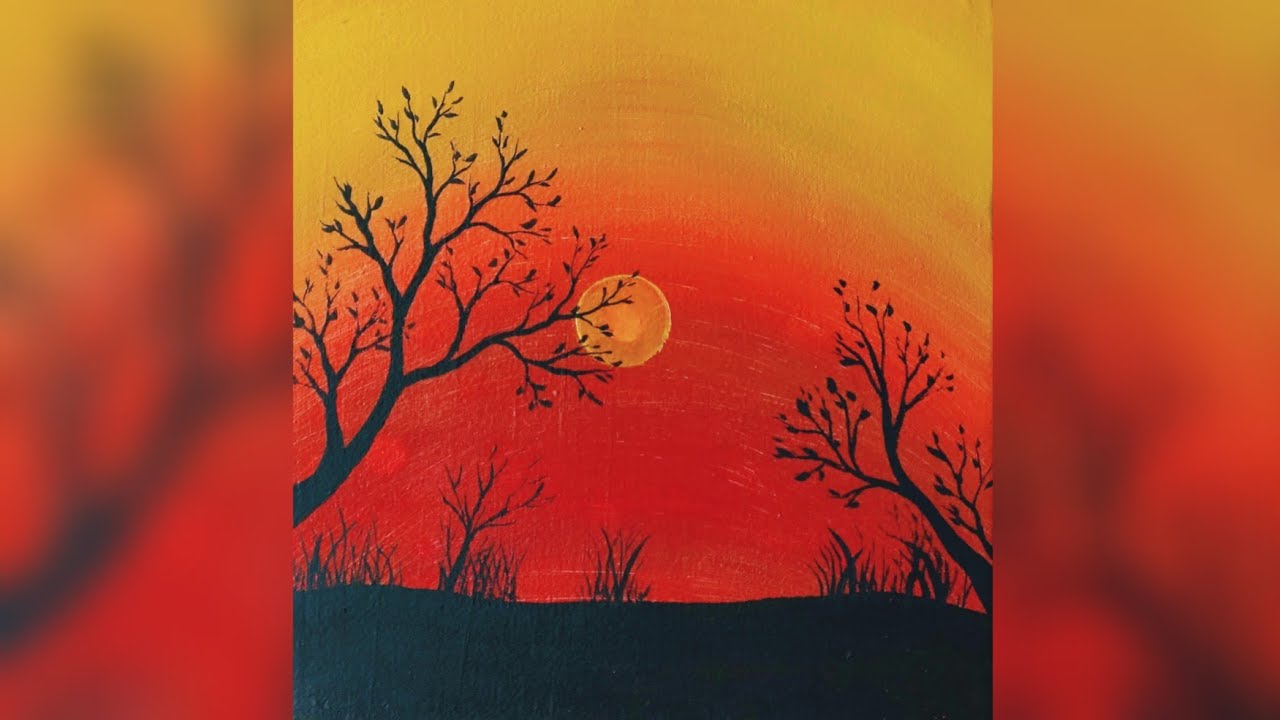 Mudah Membuat Lukisan Sunset Untuk Pemula - YouTube