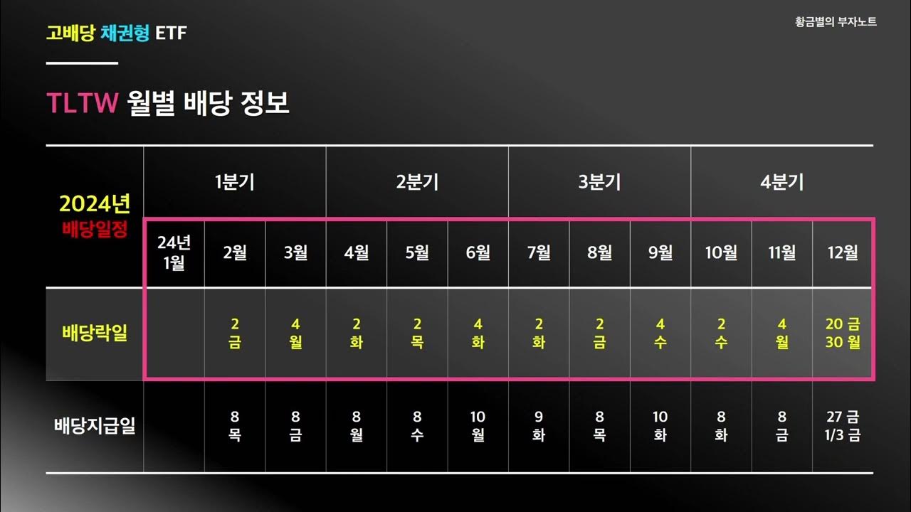 배당률 20% TLTW 2024년 월별 배당정보 - YouTube