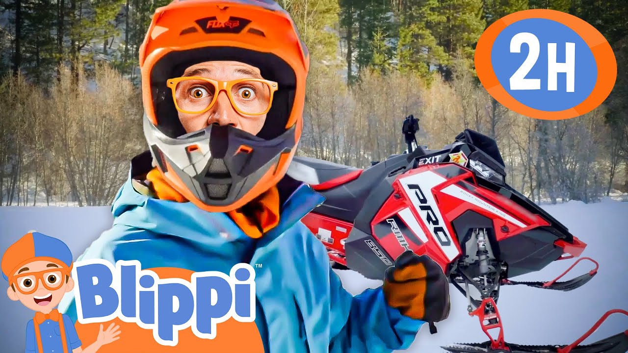 Blippi's Red Snowmobile ️☃️ | Blippi | 🔤 Moonbug Subtitles 🔤 | Learning ...