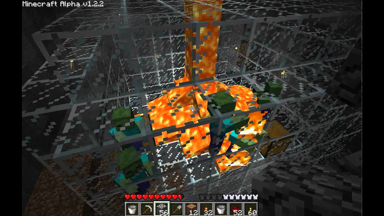 Flooding zombie spawn point with lava in Minecraft - YouTube