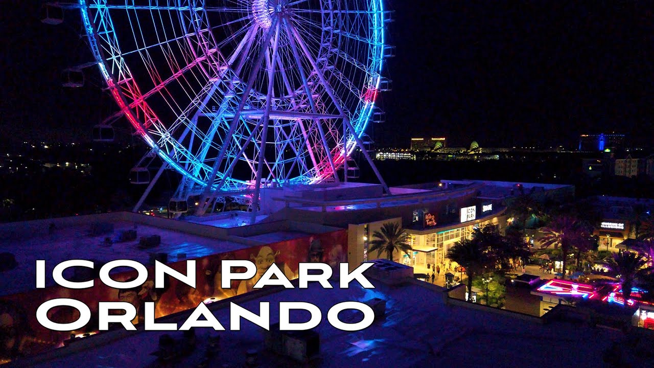 [4K] Lights Sights & Sounds at Icon Park Night Walk | Orlando, FL - YouTube