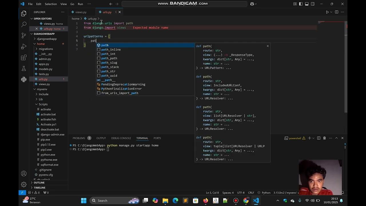 Menginstal Django, menjalankannya dan menambah sebuah nama - YouTube