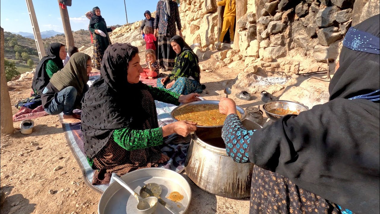 Cooking Iranian Soup(Ash-e-Reshte) For Village _ Nomadic & Village ...