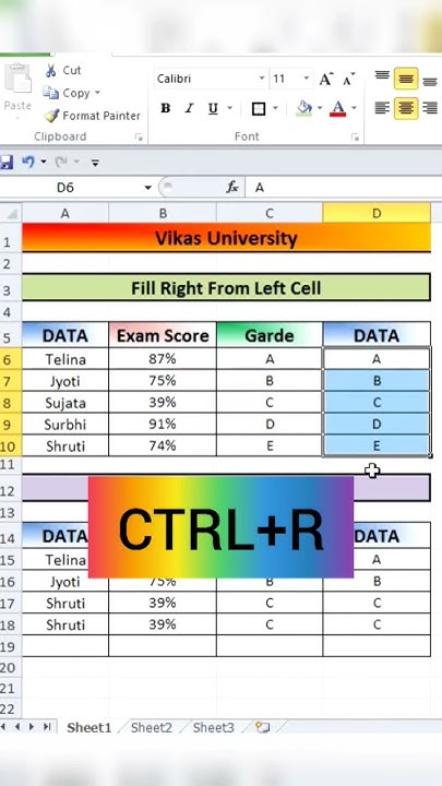 Excel Shortcuts For Fill Right And Fill Down Shorts Excel Exceltips Exceltricks