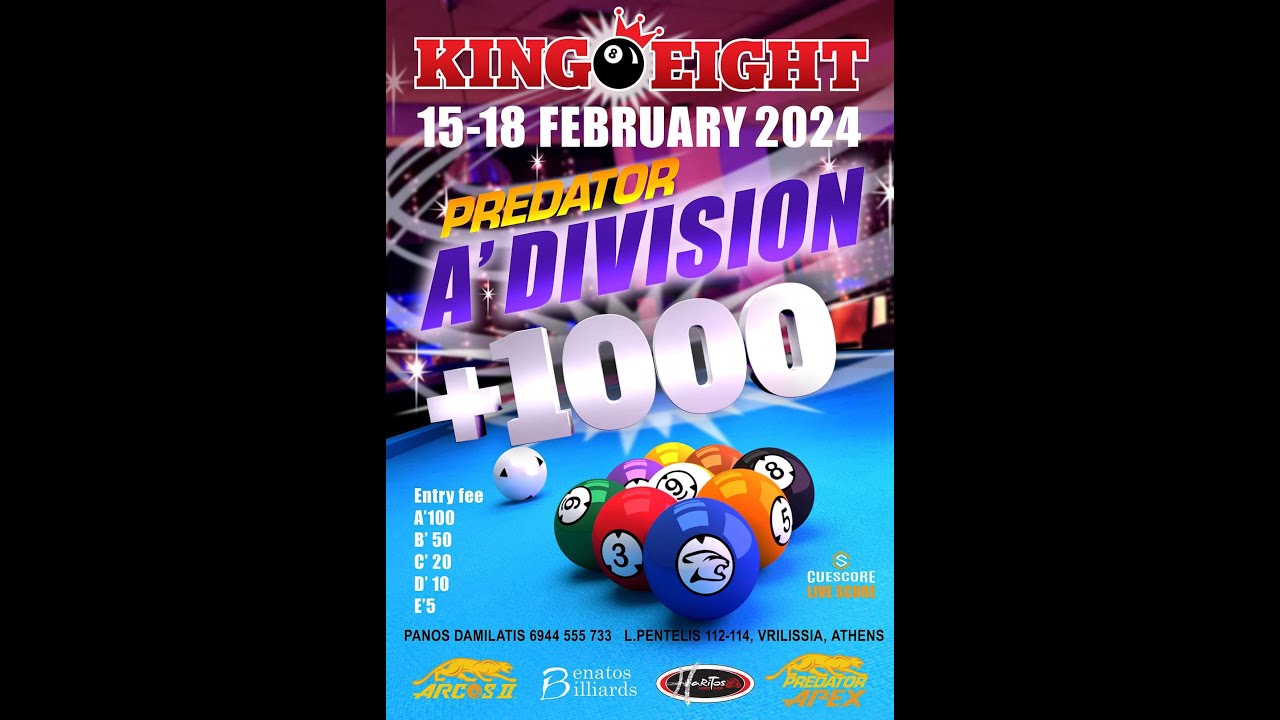 👑KING8 PREDATOR A’ DIVISION 9-BALL OPEN TOURNAMENT +1000 - WINNERS QUAL ...