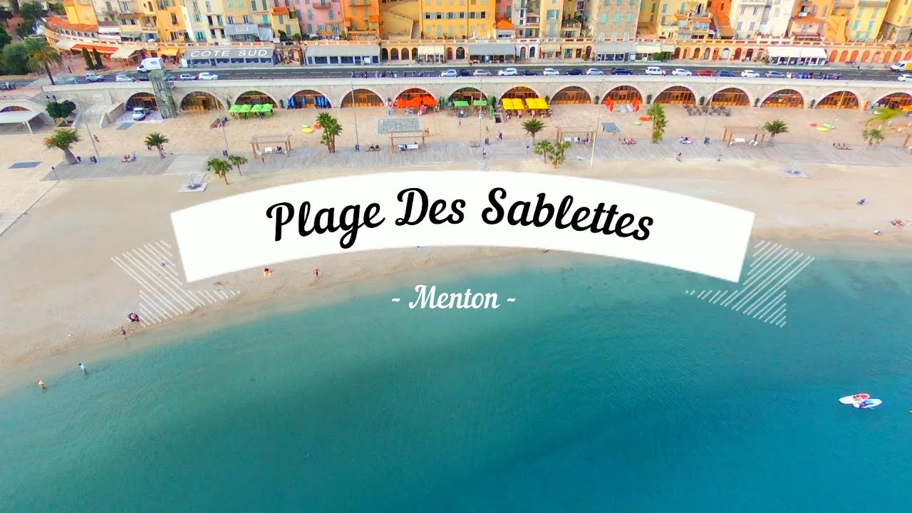 Survol avec drone de la Plage des Sablettes Menton. - YouTube