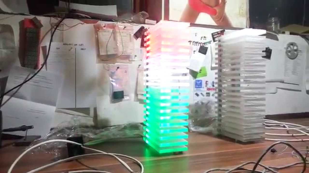 20 step stereo Multicolor VU meter tower in testing mode - YouTube