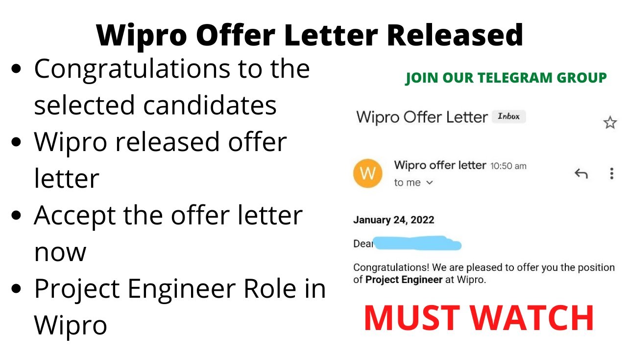 Wipro Offer Letter Released | Congratulations to the selected ...