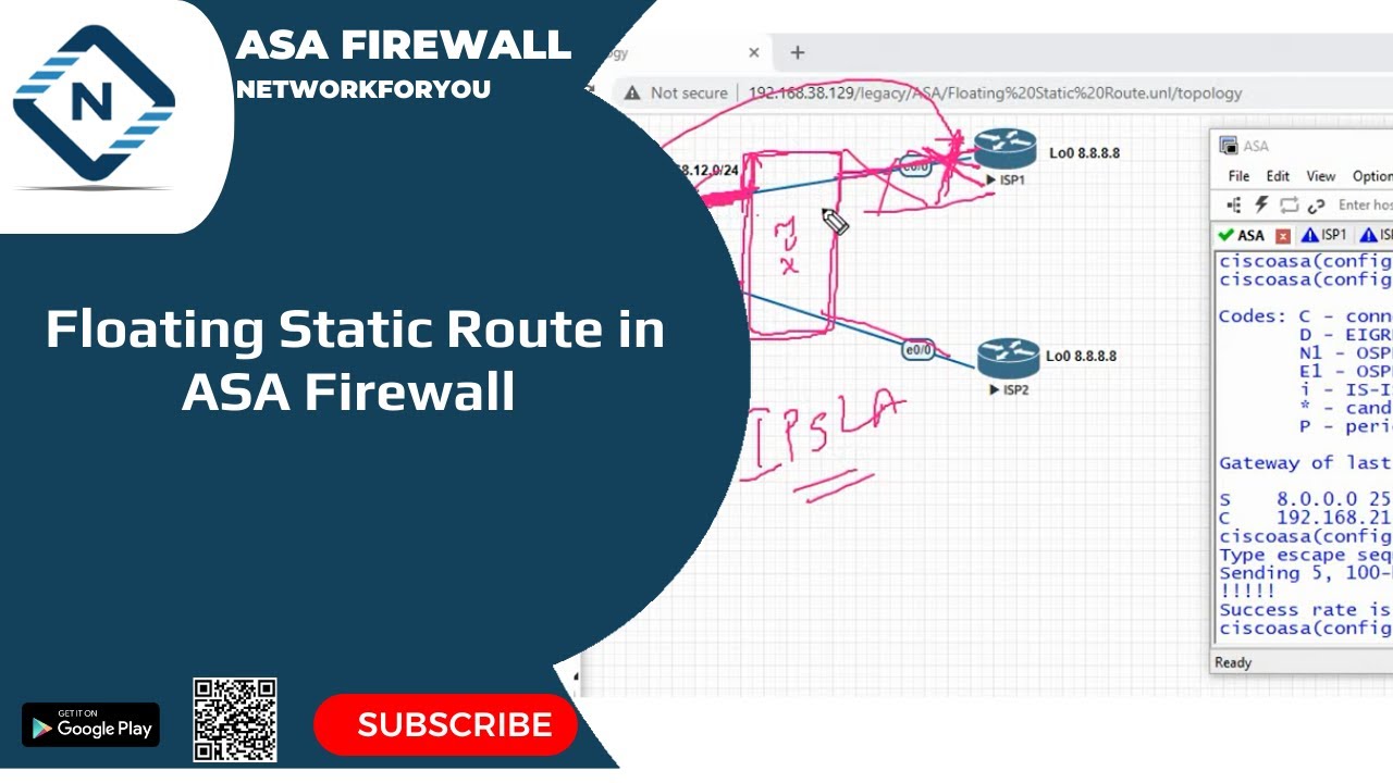 16.Floating Static Route in ASA Firewall | ASA | Networkforyou - YouTube