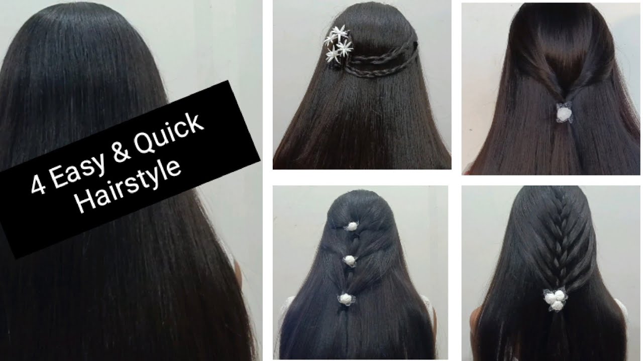 4 Simple Open Hairstyle || One Minute Quick Hairstyle || Simple ...
