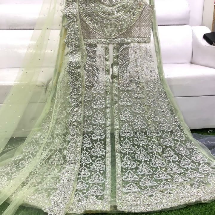 Demanded n trendy hand Made nakshi dabka work open style net Fabric ...