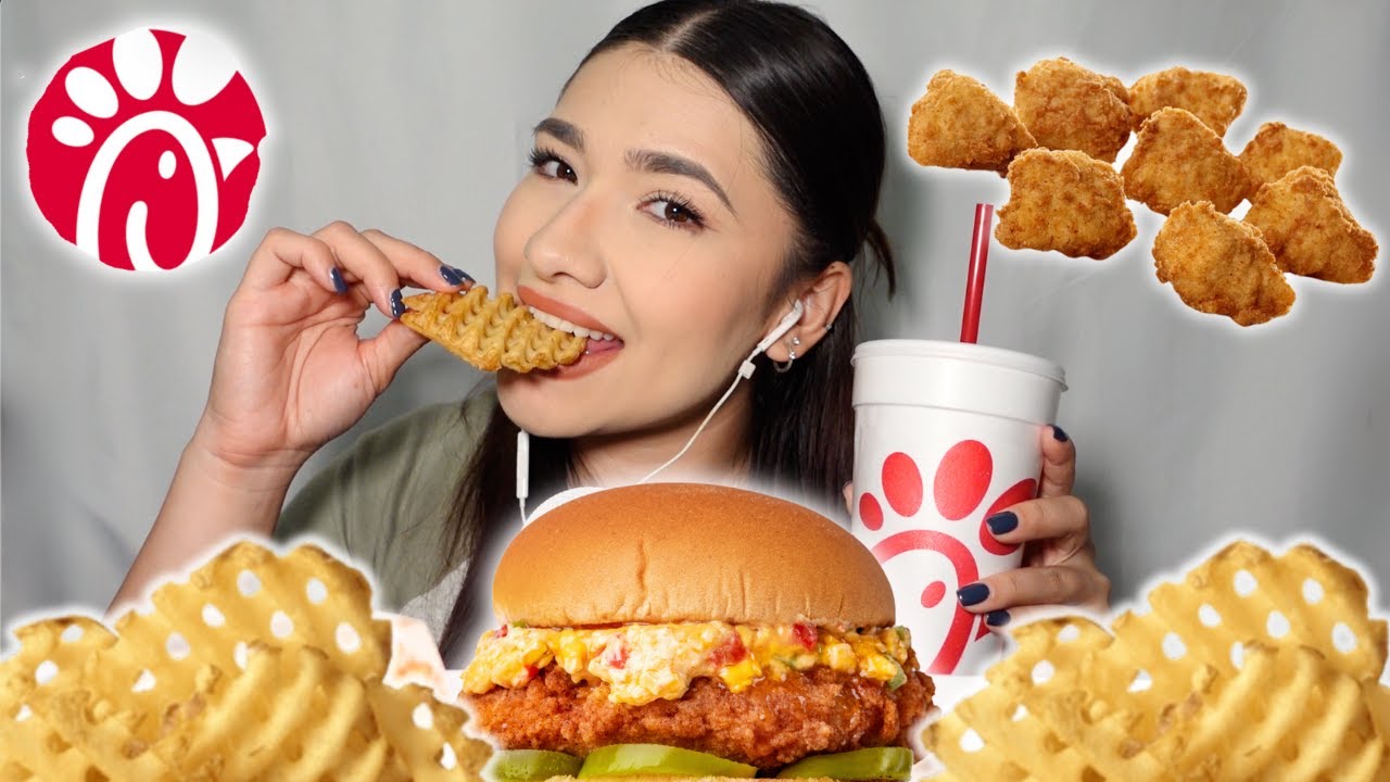 ASMR chick-fil-a mukbang 🍗🍟 mouth sounds, eating sounds - YouTube